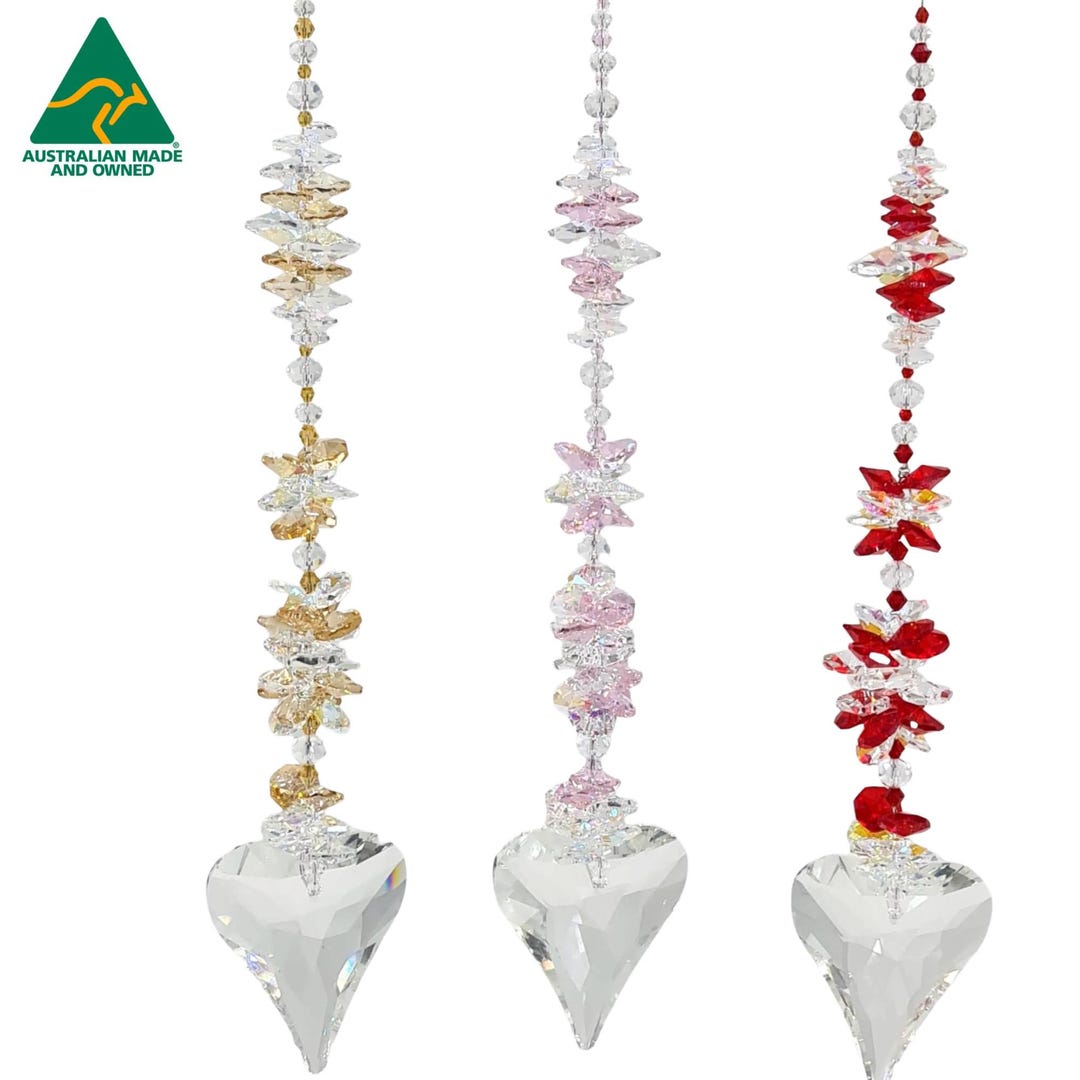 Stunning Large Heart Crystal Suncatcher Gift, 50cm Long. Birthday ...