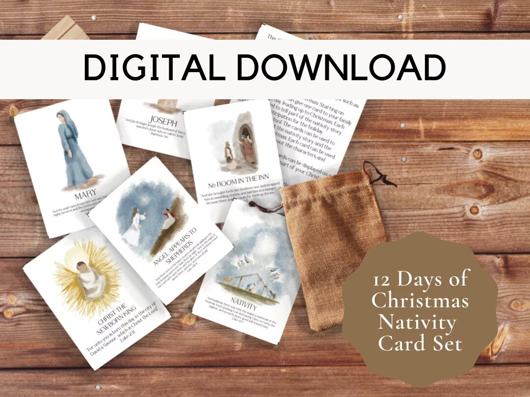 12 Days of Christmas Cards Digital Download, Nativity Advent Cards - Etsy