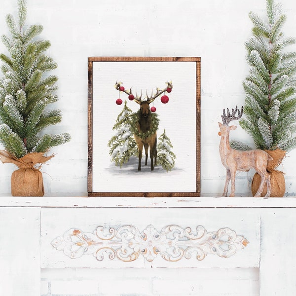 Christmas Deer Painting - Etsy