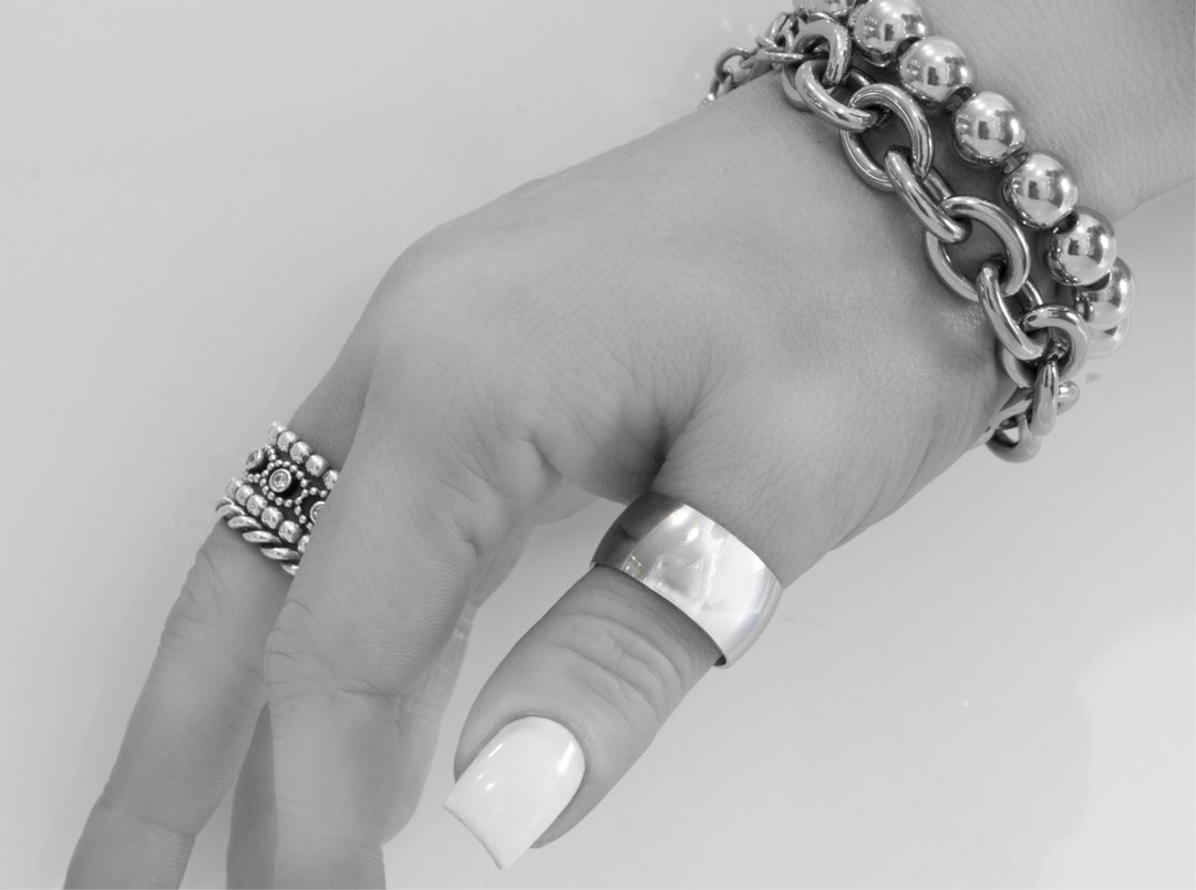 Wide Stainless Steel Thumb Ring: High Polished Unisex Band - Etsy