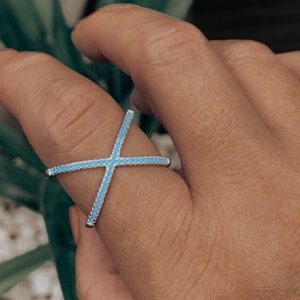 Criss Cross Turquoise Ring 925 Solid Sterling X Large Statement Style ...