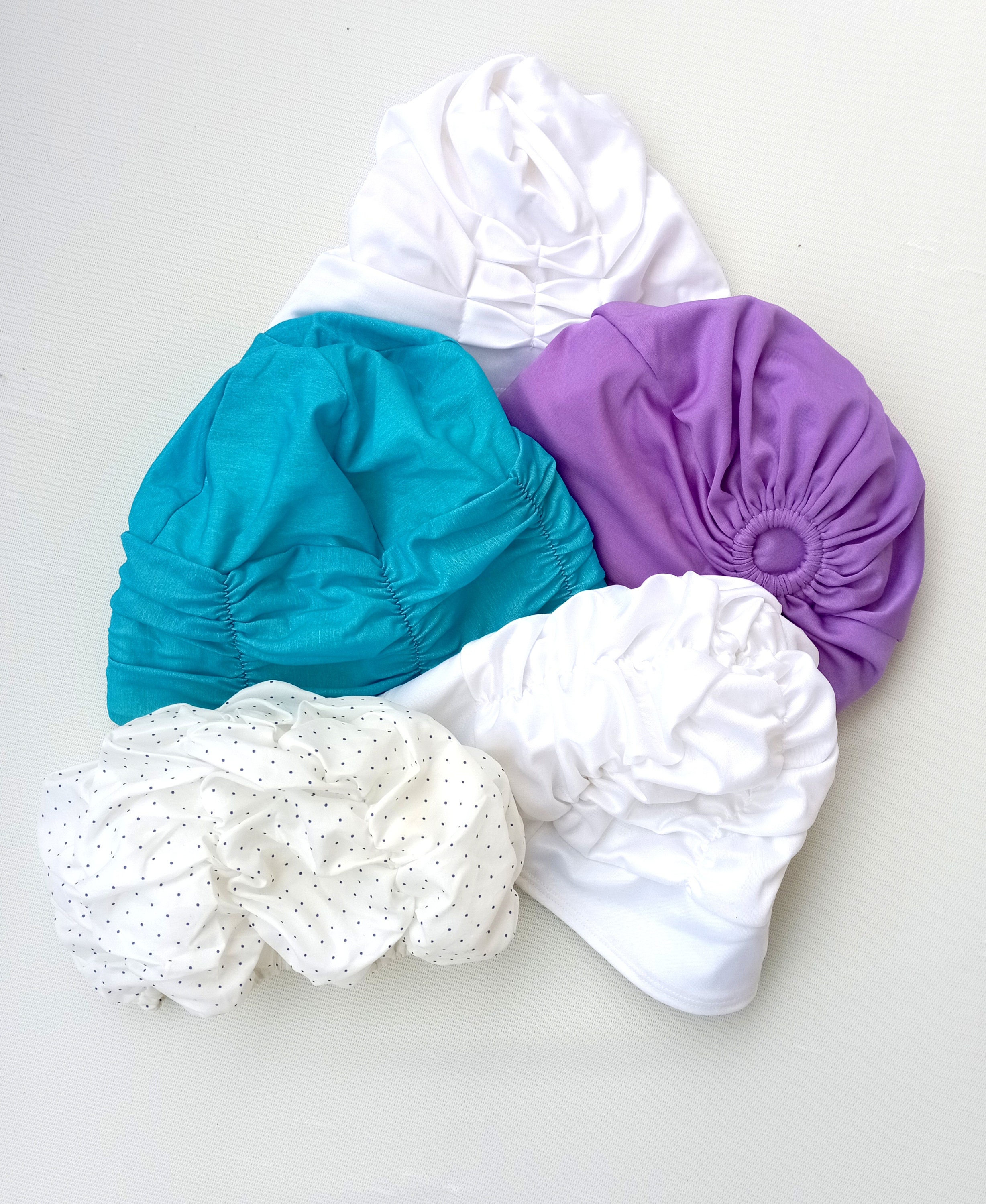 Vintage Bathing Cap Original 70s Violet or White, Turban Bathing Cap ...