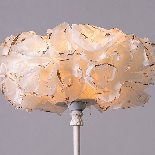 White & Gold Floor Lamp Paper Lamp Shade Table /desk Light - Etsy