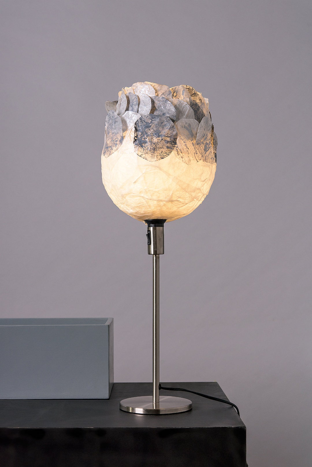 White & Gray Table Paper Lamp, Office Desk Lighting Decor, Floor Paper ...