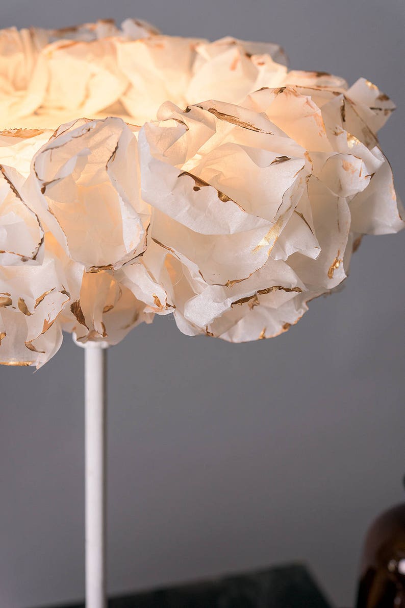 White & Gold Floor Lamp Paper Lamp Shade Table /desk Light - Etsy