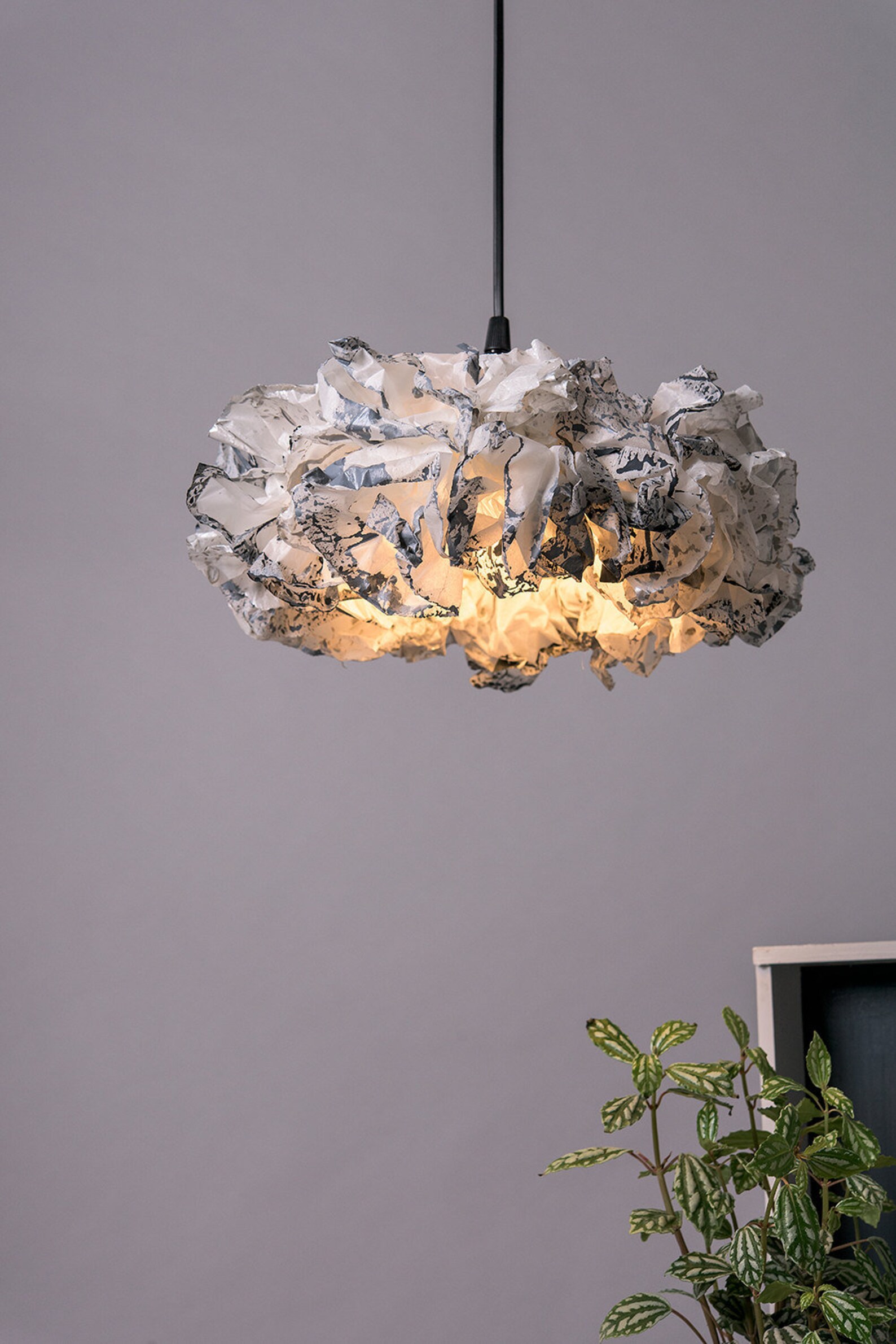 Grey Ceiling Light Fixture, Rustic Pendant Light, Modern Lamp, Round ...