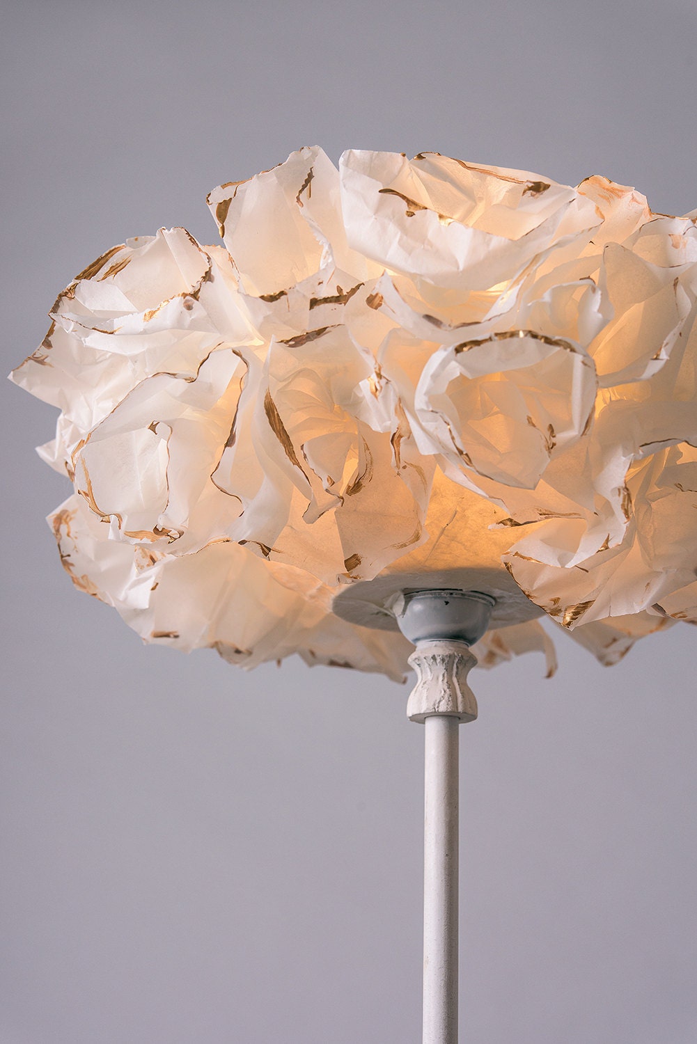 White & Gold Floor Lamp Paper Lamp Shade Table /desk Light - Etsy