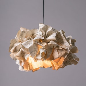 XL Book Paper Pendant Lamp: Upcycled Bohemian Light Fixture - Etsy