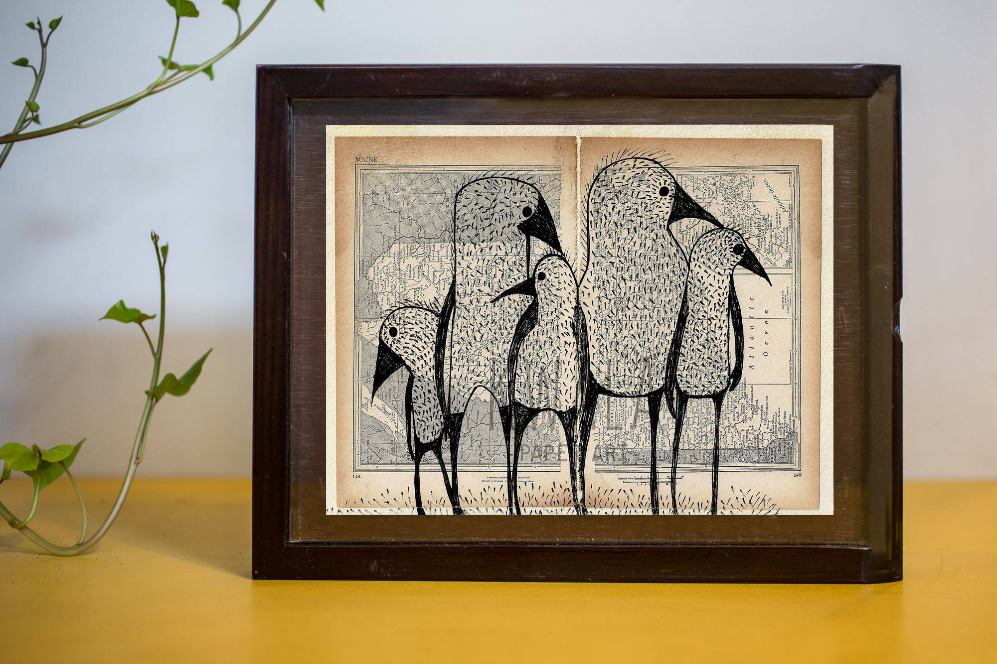 Penguins Illustration, Penguin Art Print, Office Wall Art, Housewarming ...