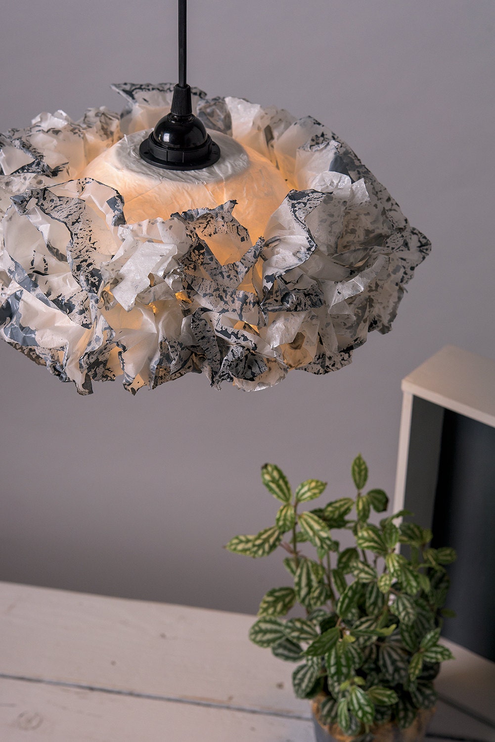 Grey Ceiling Light Fixture, Rustic Pendant Light, Modern Lamp, Round ...