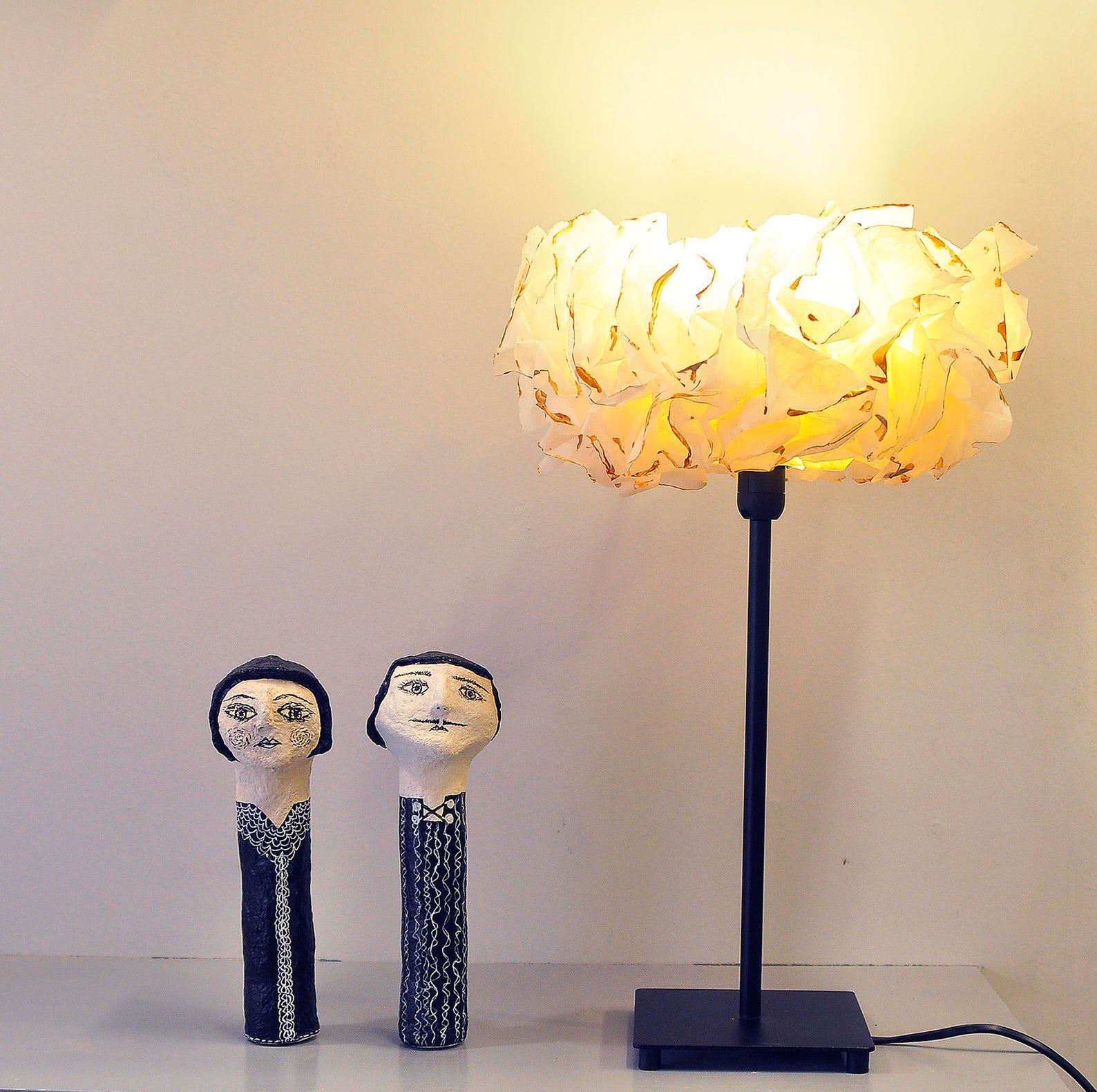 White & Gold Floor Lamp Paper Lamp Shade Table /desk Light - Etsy