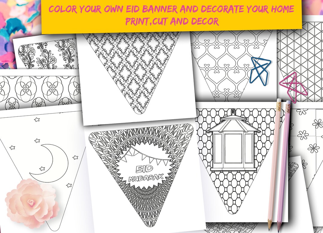 Eid Kids Coloring Printable Sets - Coloring Banners - Coloring ...