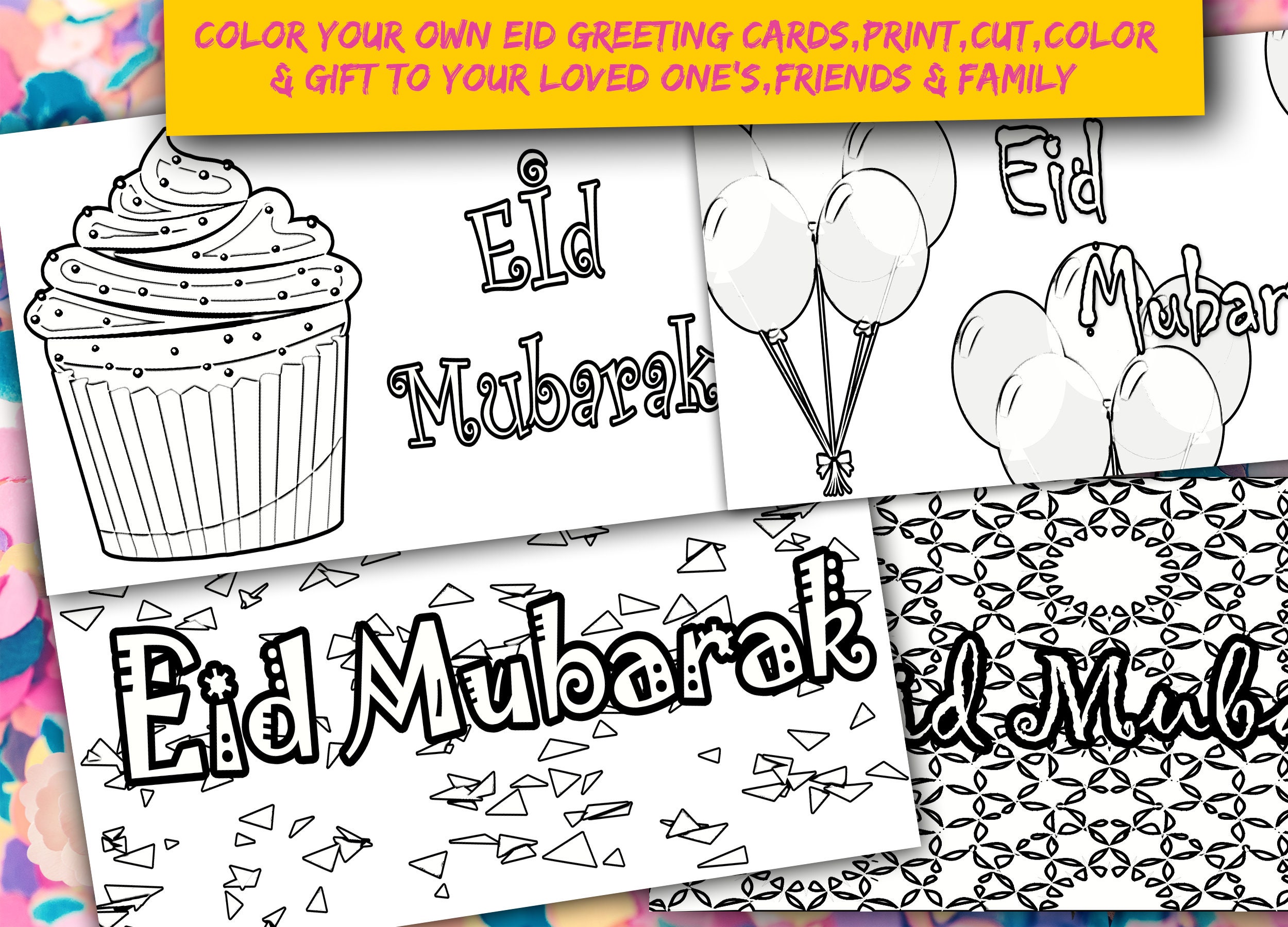 Eid Kids Coloring Printable Sets Coloring Banners Coloring - Etsy
