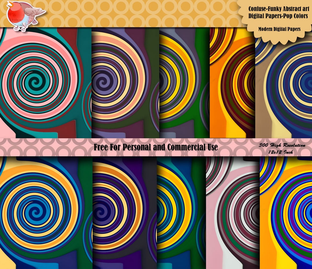 Modern Digital Paper,funky Art Digital Paper-abstract Art,confuse ...