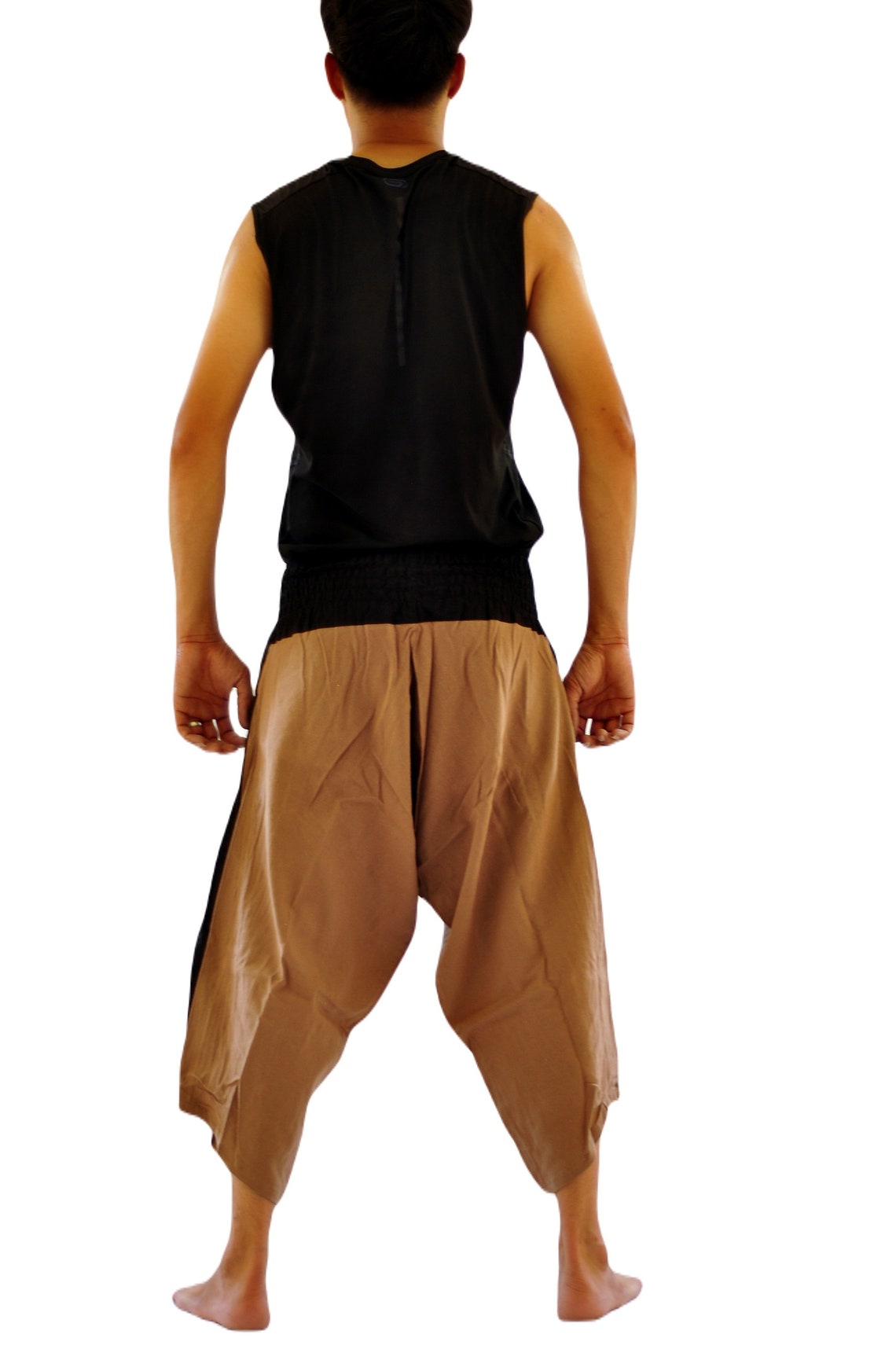 Brown Cotton Samurai Pants: Unisex Harem Yoga Trousers - Etsy