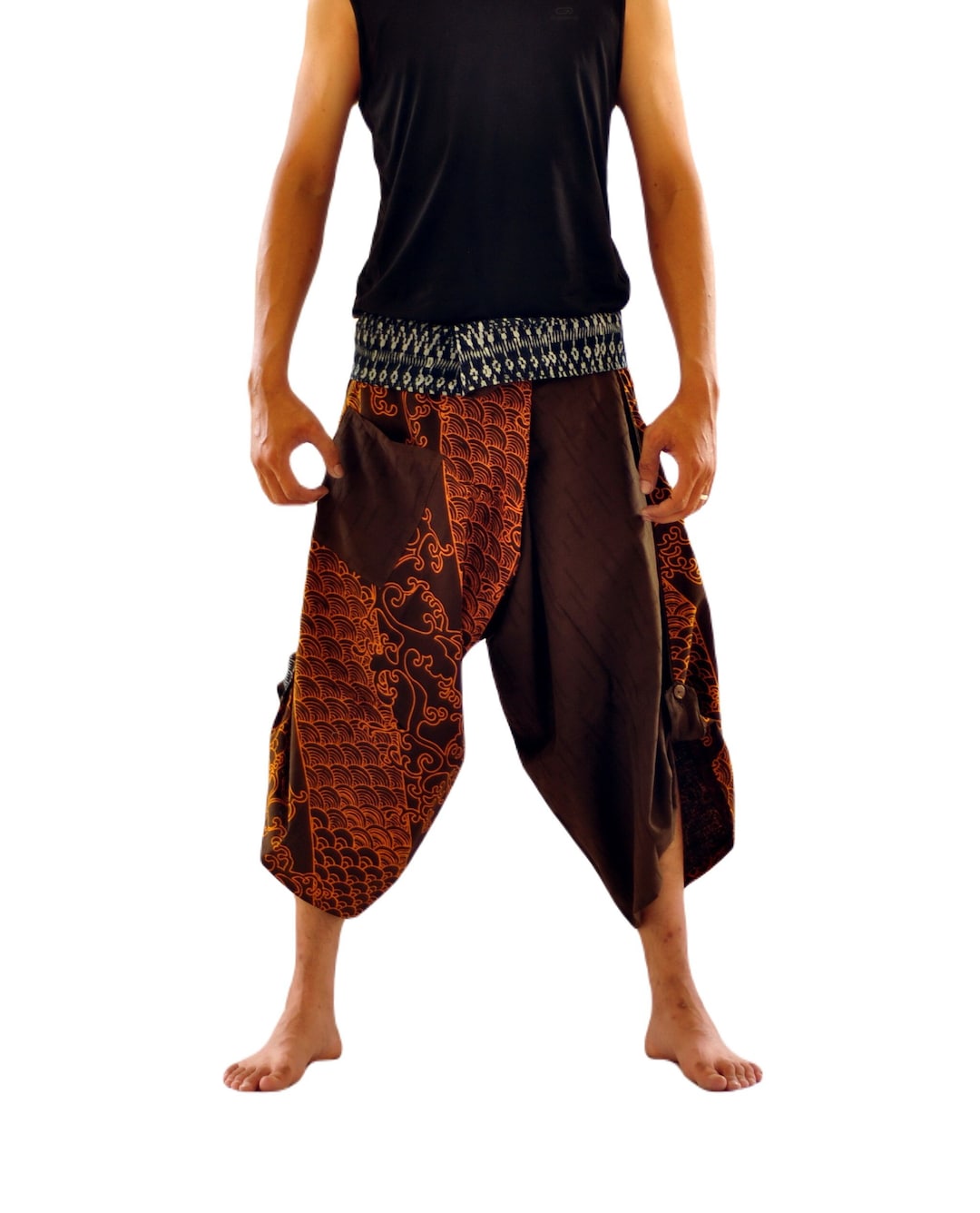 Samurai Pants Men's Fashion Harem Pants Yoga Pants Samurai Pants Tie ...
