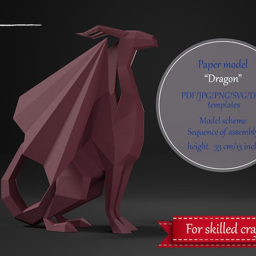 Dragon DIY Papercraft PDF Template 3d Sculpture | Etsy