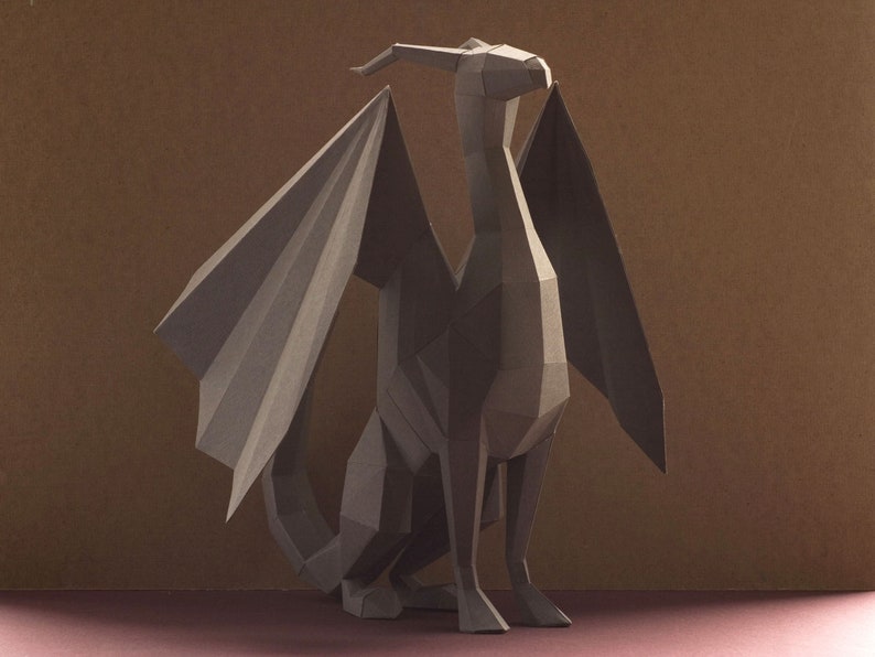 Paper model PDF template dragon papercraft 3D paper | Etsy