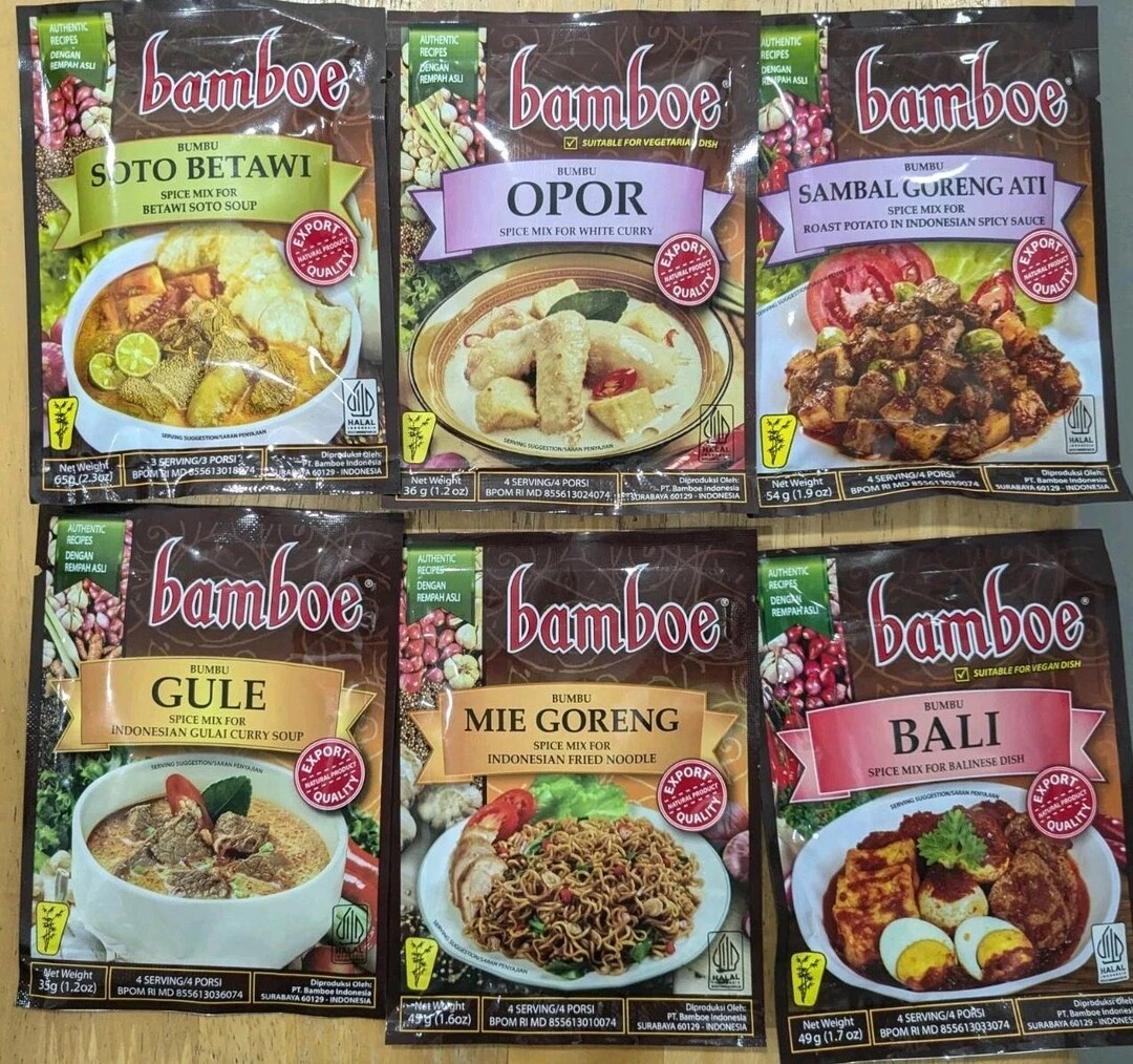 6 X Mixed Bamboe Seasoning. Mie Goreng, Bumbu Bali, Sambal Goreng Ati ...