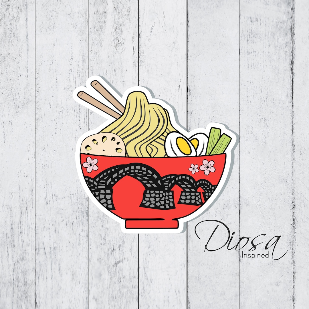 Kintai Bridge Noodle Sticker, Kawaii Sticker, Rakun Sticker, Lotus ...
