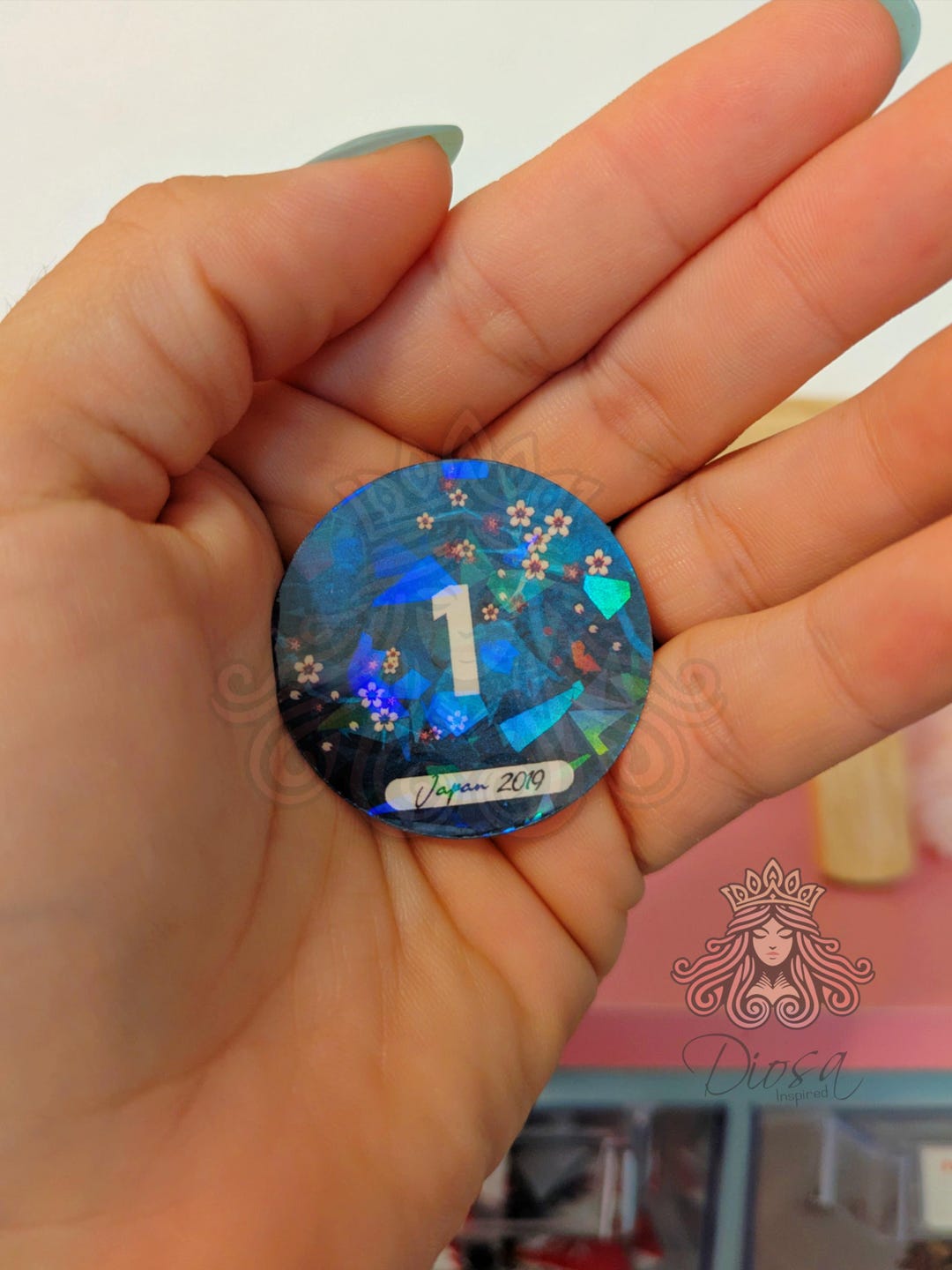 5pk - Mini Number 1 Mount Fuji With Cherry Blossom Sticker, Holographic ...
