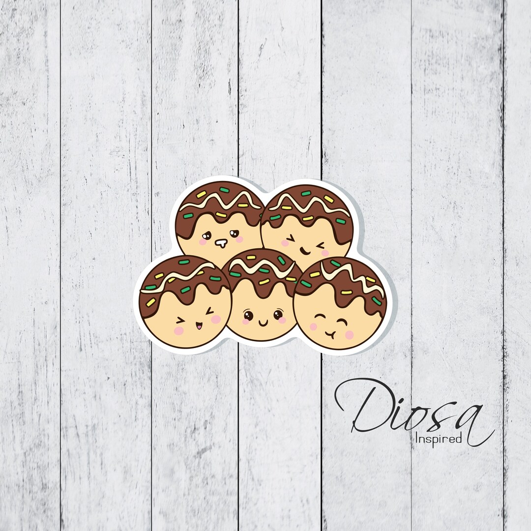 Takoyaki Sticker, Kawaii Sticker, Octopus Balls Sticker, Japanese ...