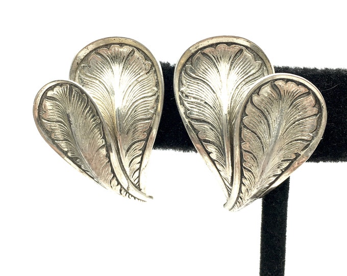 Vintage Forstner Sterling Silver Double Leaf Screw Back Earrings - Etsy