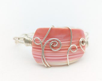 Pink Shell Wire Link Bracelet - Etsy