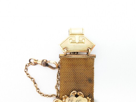 Antique Gold Filled Mesh Watch Pin Badge Engraved Lil… - Gem