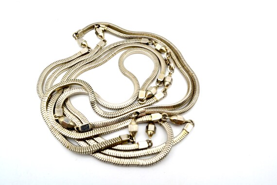 Vintage 56" Stainless Steel Square Snake Chain Neckla… - Gem