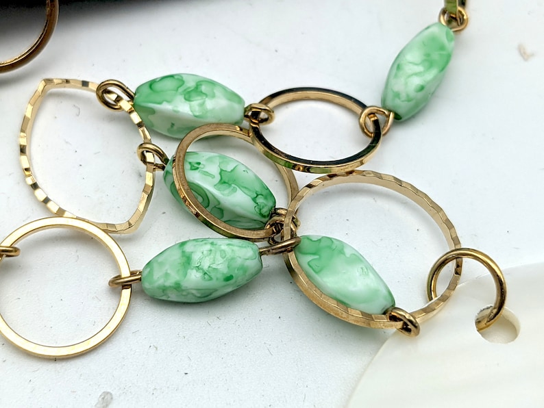 Vintage Avon Shell Disk & Green Bead Pendant Necklace - Etsy