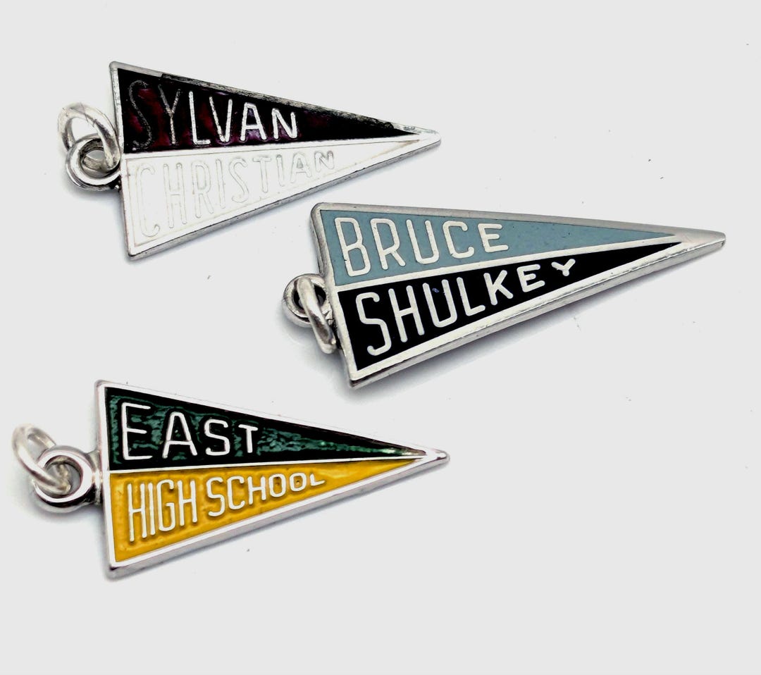 Vintage Enameled Sterling Silver School Pennant Charm - Etsy