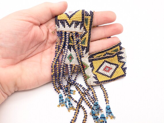 Antique Native American Beaded Wedding Garter - 28" - Gem