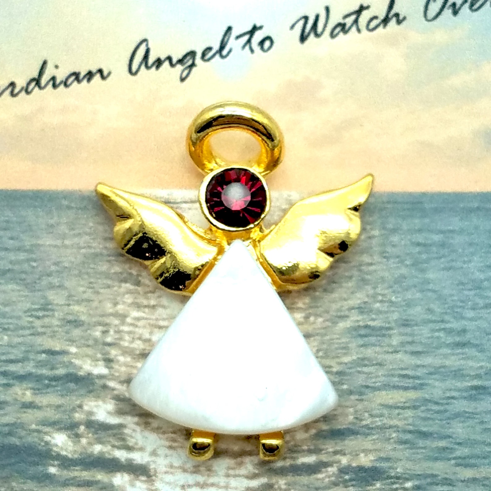 Old Stock Birthstone Angel Pins With Faux Mother of Pearl & Rhinestones ...