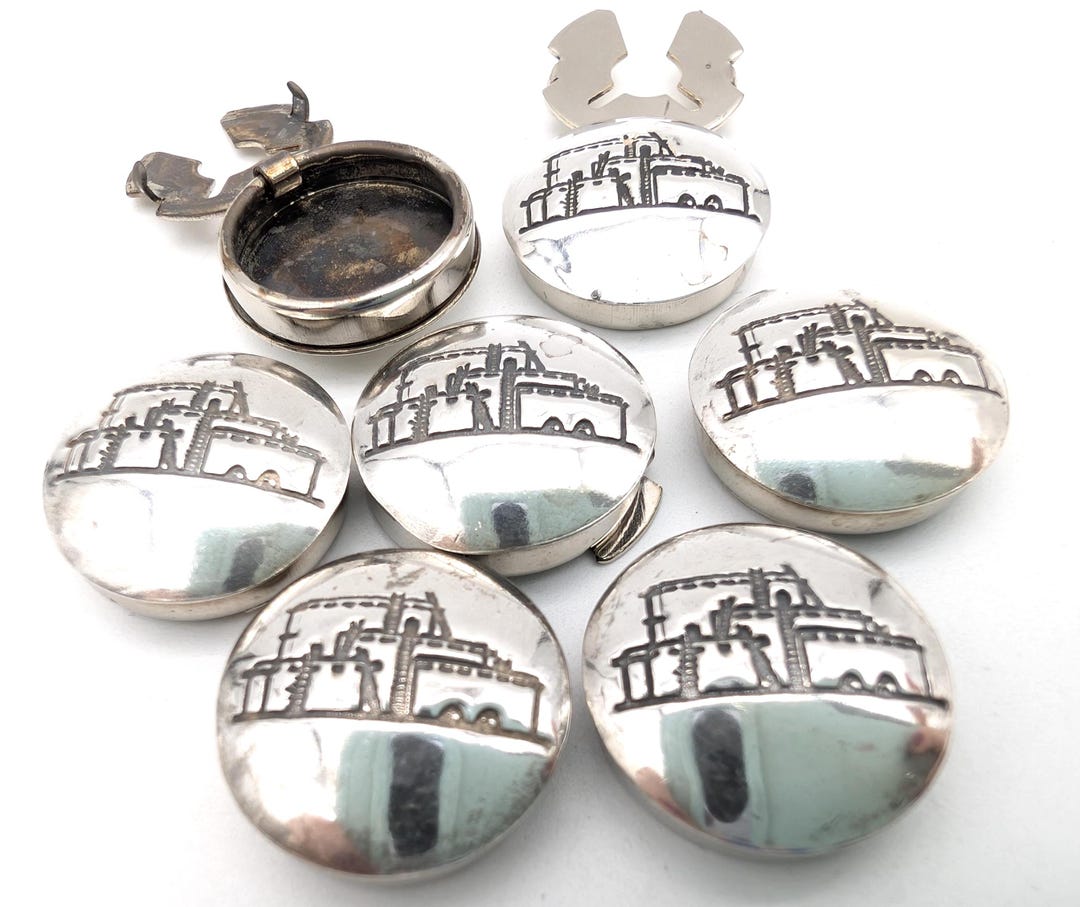 7 Sterling Silver Native American Kiva Southwestern Button Covers - Etsy