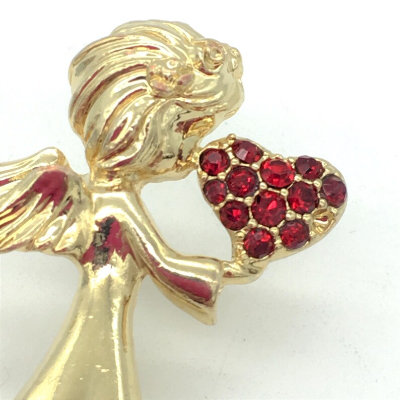 Vintage IVV Gold Tone & Enamel Angel Holding Candle Brooch | Etsy