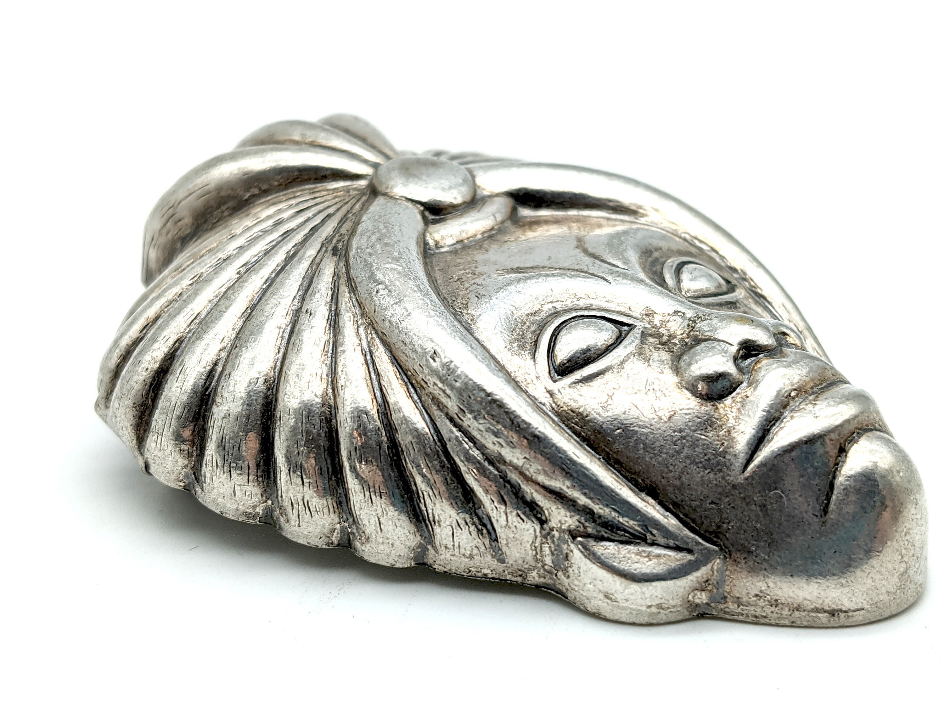 Vintage Silver Tone Turbaned Man's Head Brooch - Etsy