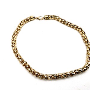 Vintage Gold Tone Diamond Pattern Hollow Snake Chain Choker Necklace ...