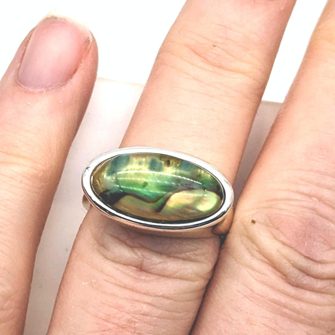 Old Stock Silver Plated Faux Abalone Ring by Ashley Cooper - Size 8 - Etsy