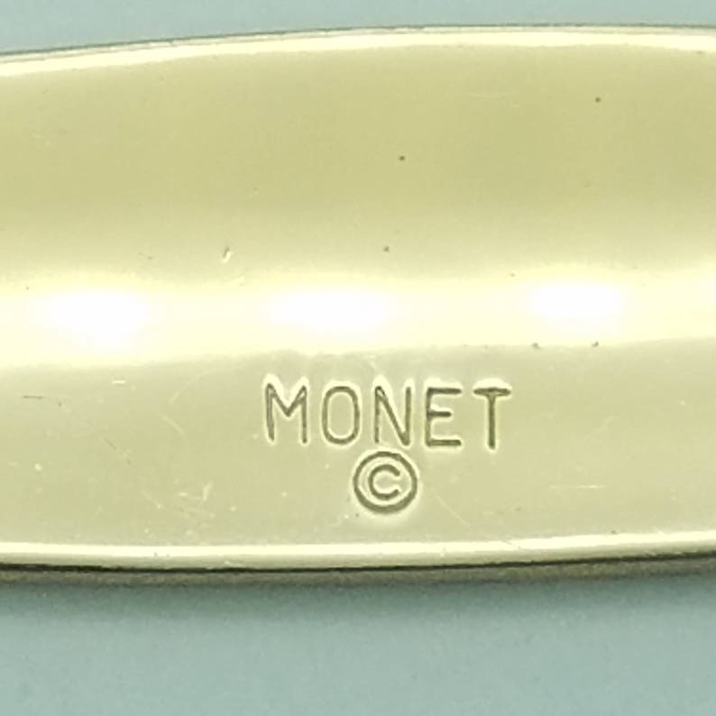 Signed Monet Gold Tone Oval Bar Brooch - Etsy