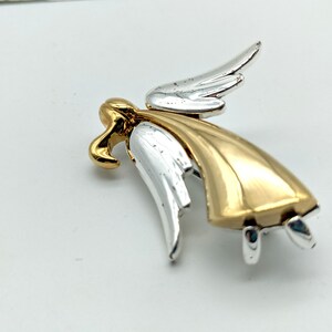 Vintage Gold & Silver Tone Angel Brooch, Signed - Etsy