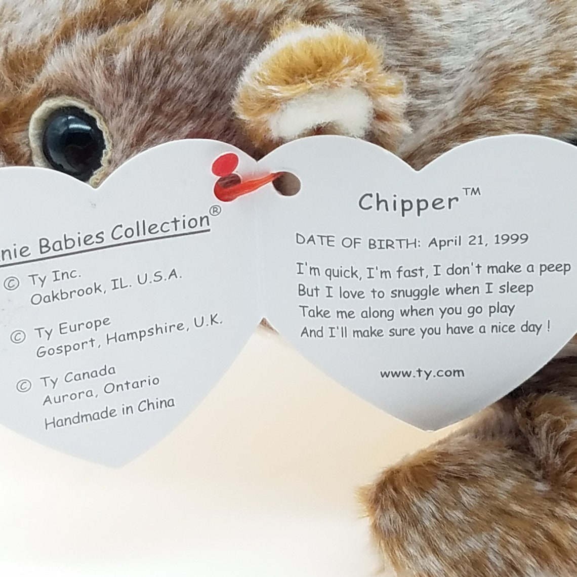 1999 Ty Beanie Baby Chipper the Chipmunk - Etsy