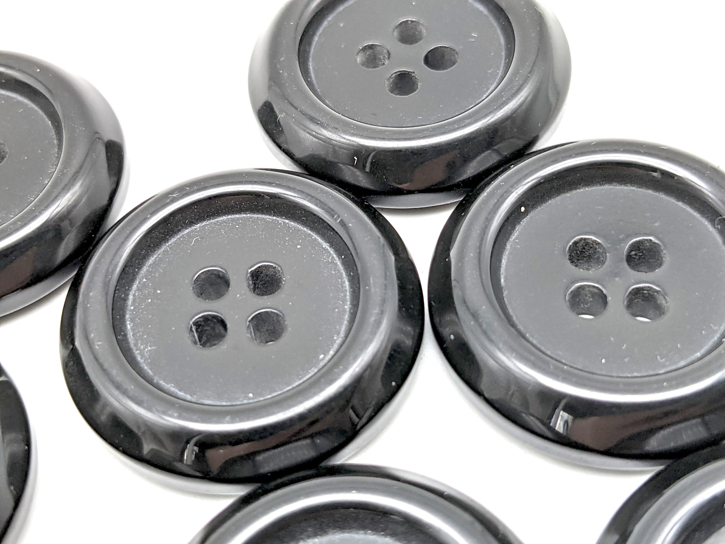 Set of 8 Large Black Plastic Buttons 30mm - Etsy