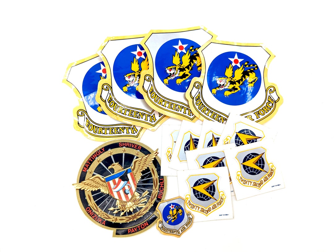 Lot of Vintage Military Stickers Including Fourteenth Air Force Flying ...