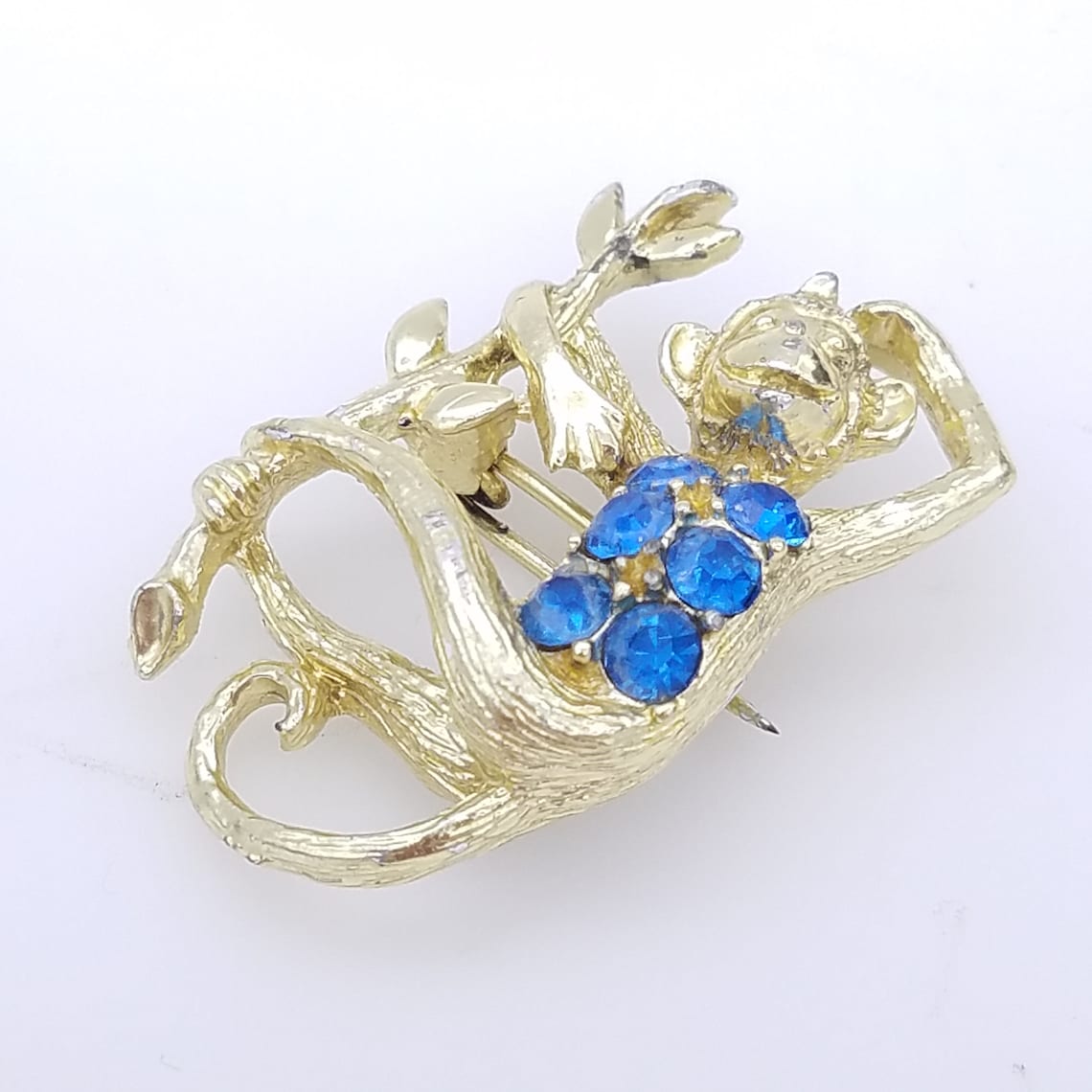Vintage Blue Rhinestone Monkey Brooch - Etsy