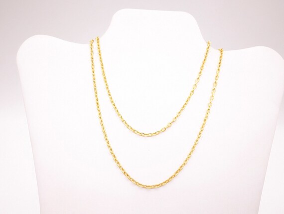 Long Vintage Avon Gold Tone Textured Cable Chain Neck… - Gem