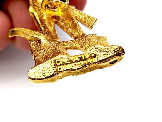 1970's Gold Tone Minute Man Patriot Brooch Signed Cin… - Gem