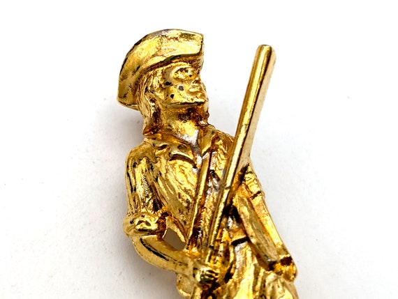 1970's Gold Tone Minute Man Patriot Brooch Signed Cin… - Gem