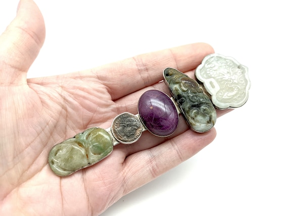 Vintage Rebecca Collins Sterling Silver, Carved Jade,… - Gem