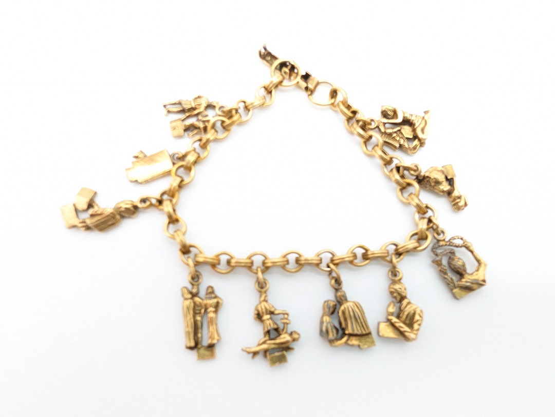Vintage Coro Ten Commandments Gold Plated Charm Bracelet - Etsy